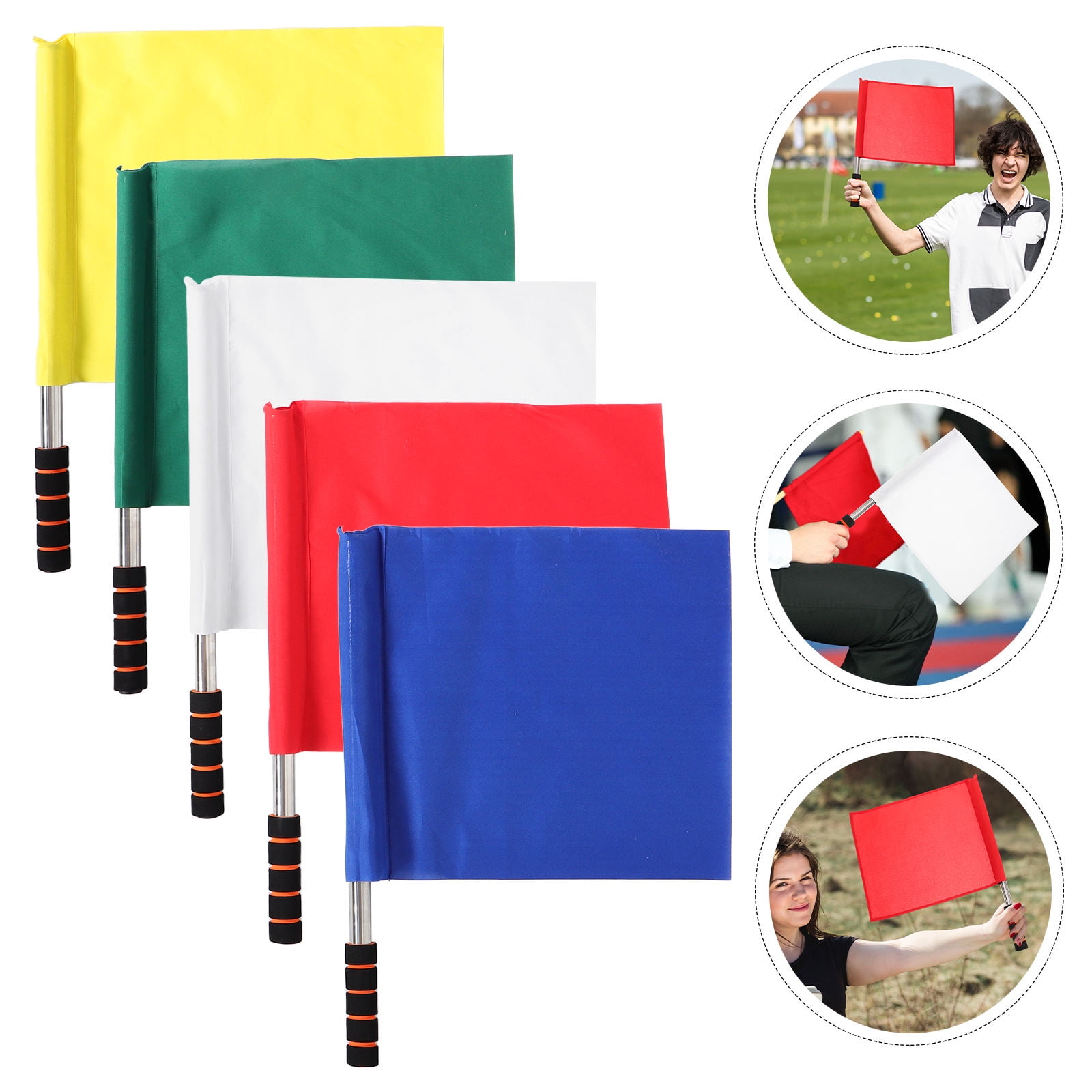 HOMEMAXS 5pcs Referee Flag Set for Soccer and Football Matches Handheld Signal Flags with ...