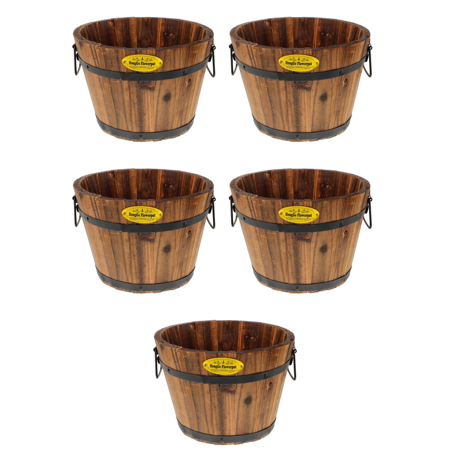 HOMEMAXS 5pcs Rustic Wooden Flower Bucket Decorative Flower Pot Planter ...