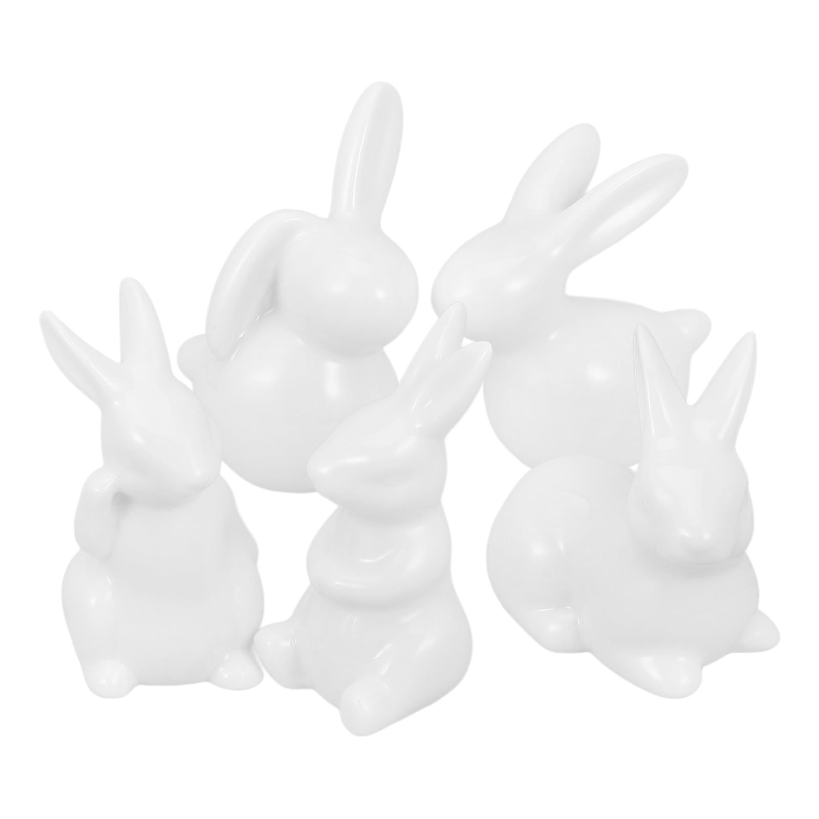 HOMEMAXS 5pcs White Ceramic Bunny Figurines Rabbit Sculptures - Walmart.com