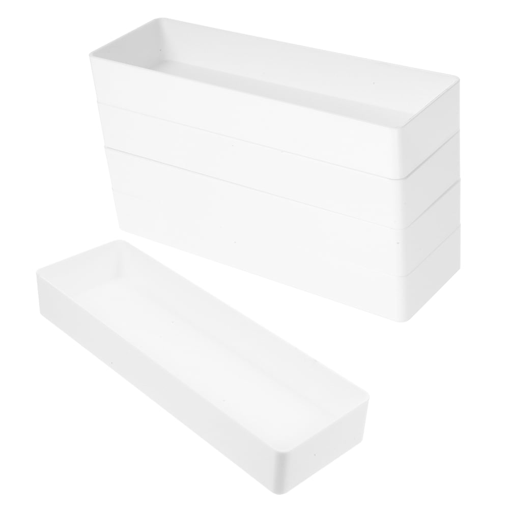 HOMEMAXS 5pcs White Drawer Organize Shallow Drawer Organizer Plastic ...