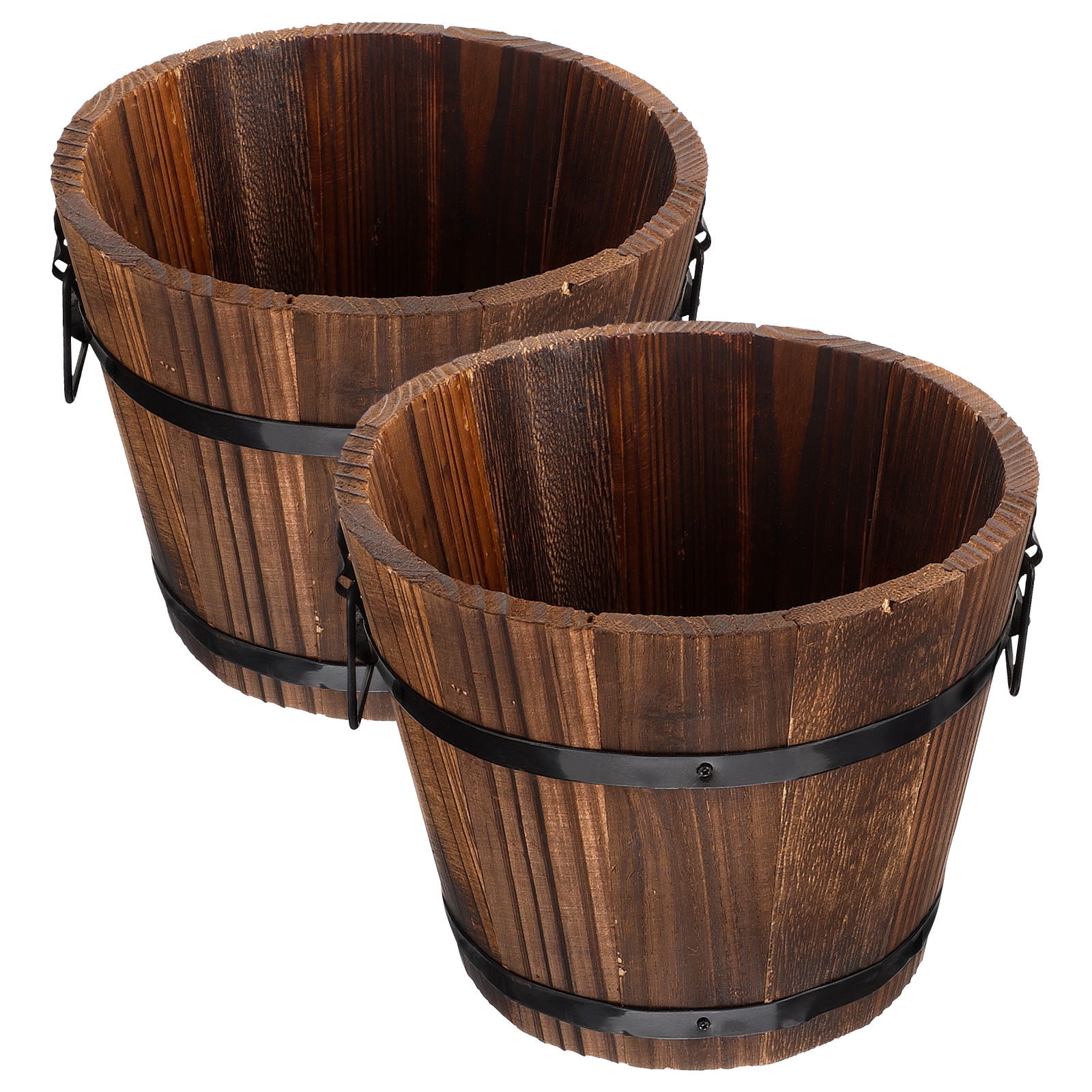 HOMEMAXS 5pcs Wooden Flower Bucket Wooden Bucket Planters Rustic Patio ...