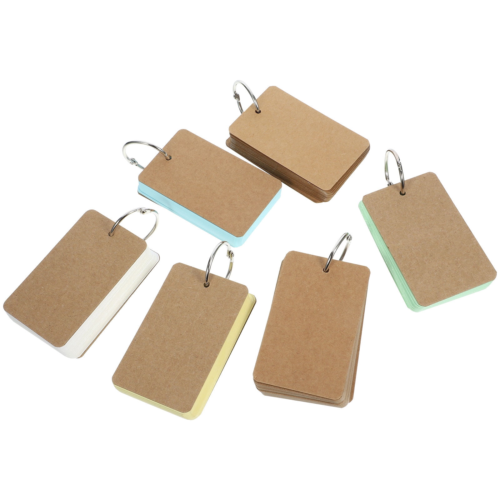 HOMEMAXS 6 Books of Binding Ring Blank Flash Cards Portable Memo Card ...