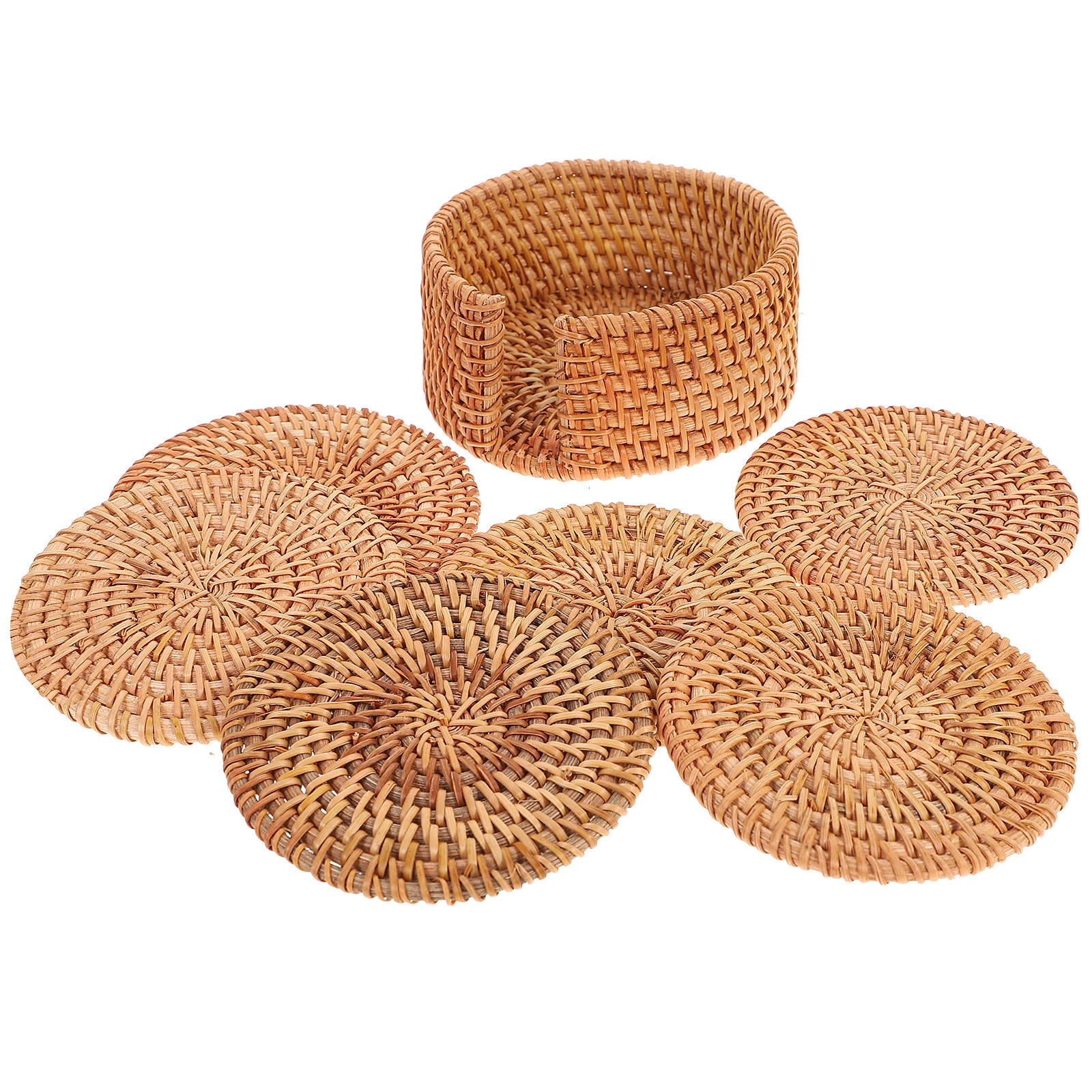 HOMEMAXS 6 Pcs Cup Rattan Tea Coaster Woven Coasters Office - Walmart.com