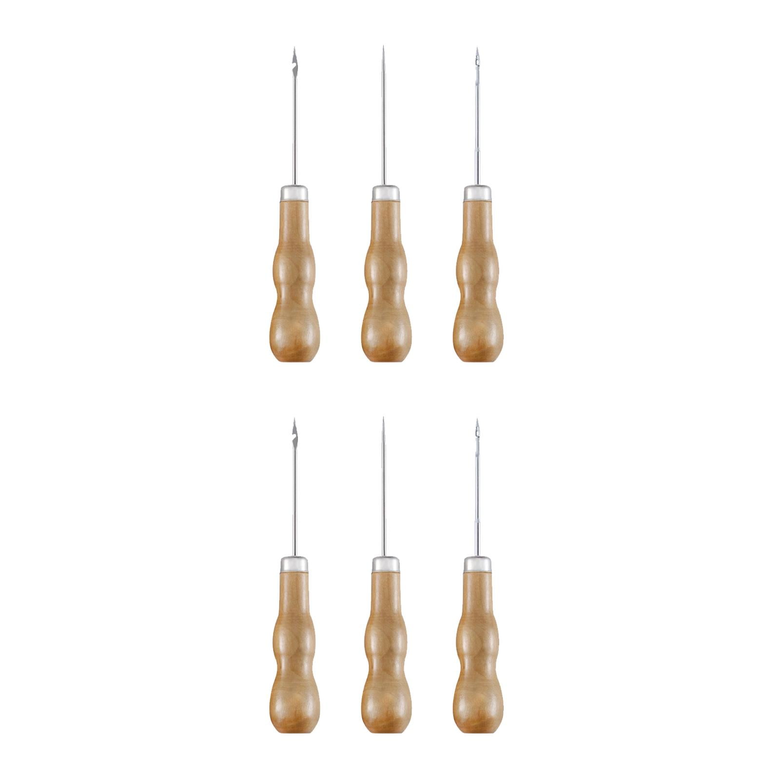 HOMEMAXS 6 Pcs DIY Sewing Awls Wooden Handle Scratch Awls Stitching ...