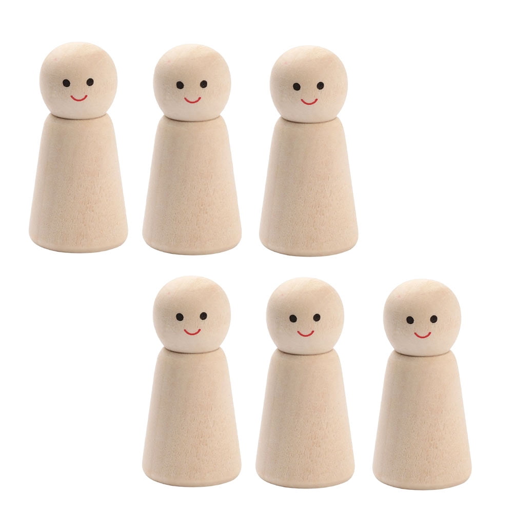 HOMEMAXS 6 Pcs DIY Wood Crafts Blank Action Figure Plush Animal Child ...