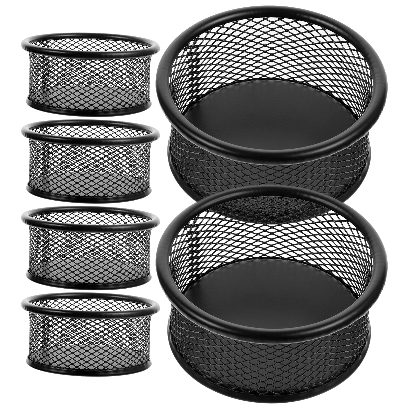 HOMEMAXS 6 Pcs Metal Grid Round Paper Clip Storage Clear Pencil Case ...