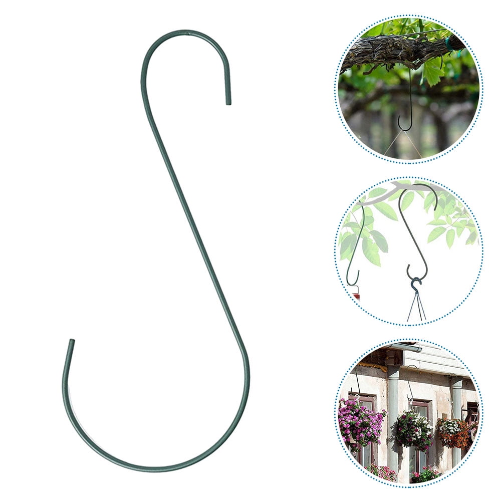 HOMEMAXS 6 Pcs Metal Hooks Plant Hangers Outdoor Garden Robins Green ...