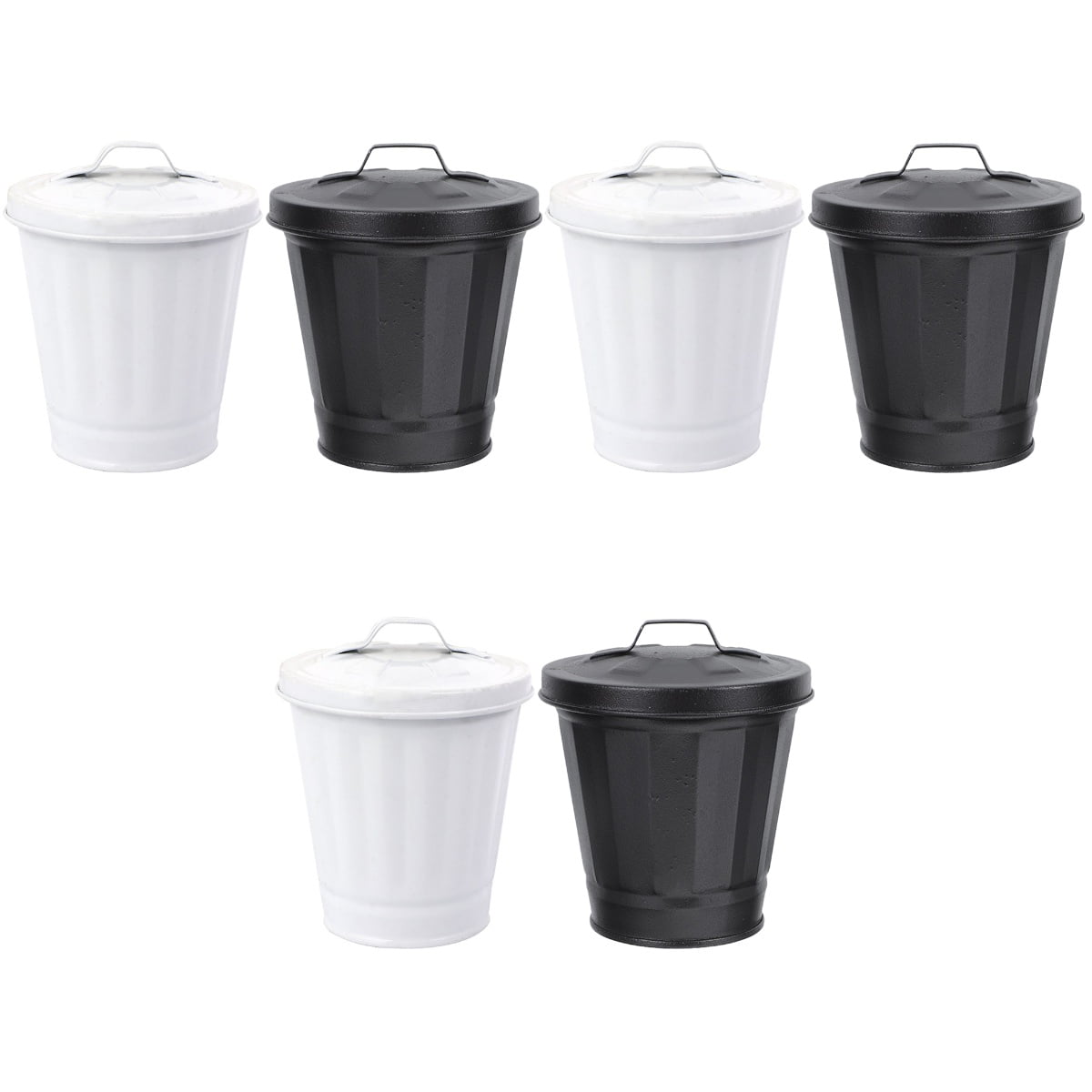 HOMEMAXS 6 Pcs Mini Trash Cans Iron Garbage Can Metal Desktop ...