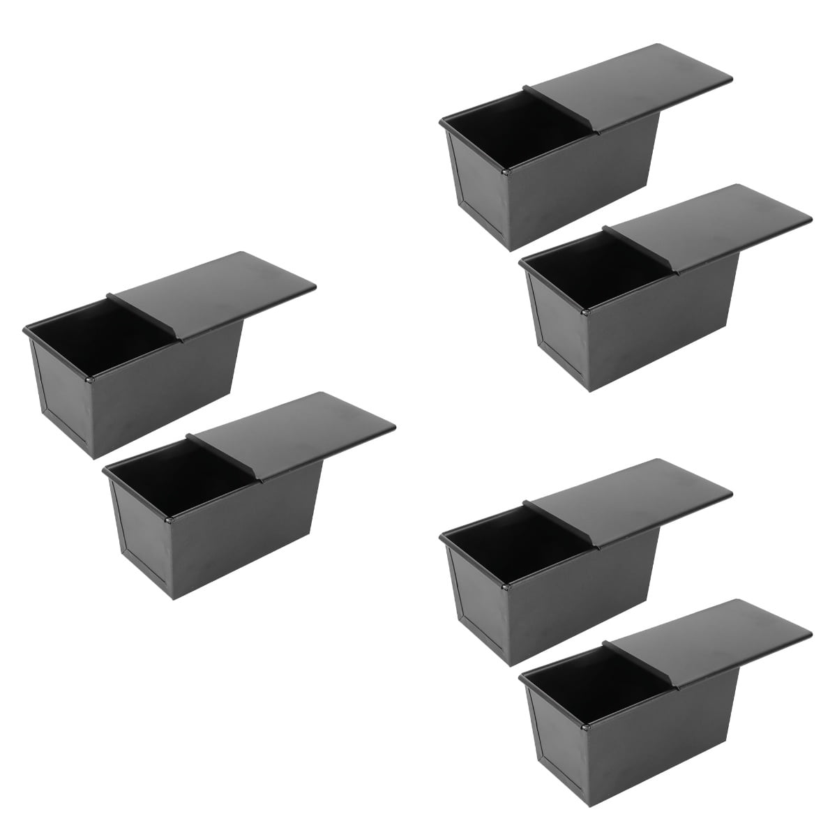 HOMEMAXS 6 Pcs bread loaf mould Black Loaf Pan with Lid 250g Non- Bread ...
