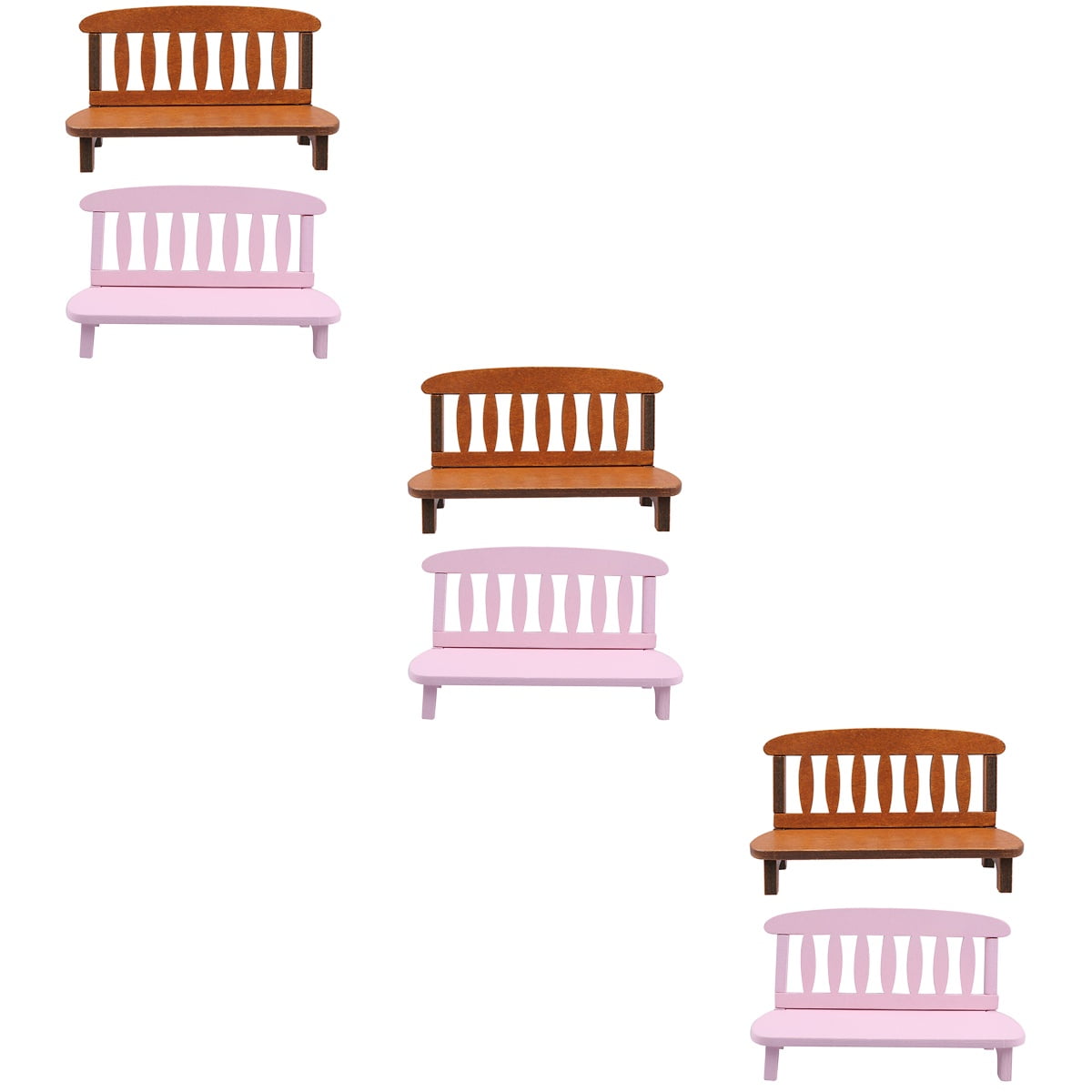 HOMEMAXS 6 pcs Miniature Wood Bench Adornment Mini House Layout Bench ...