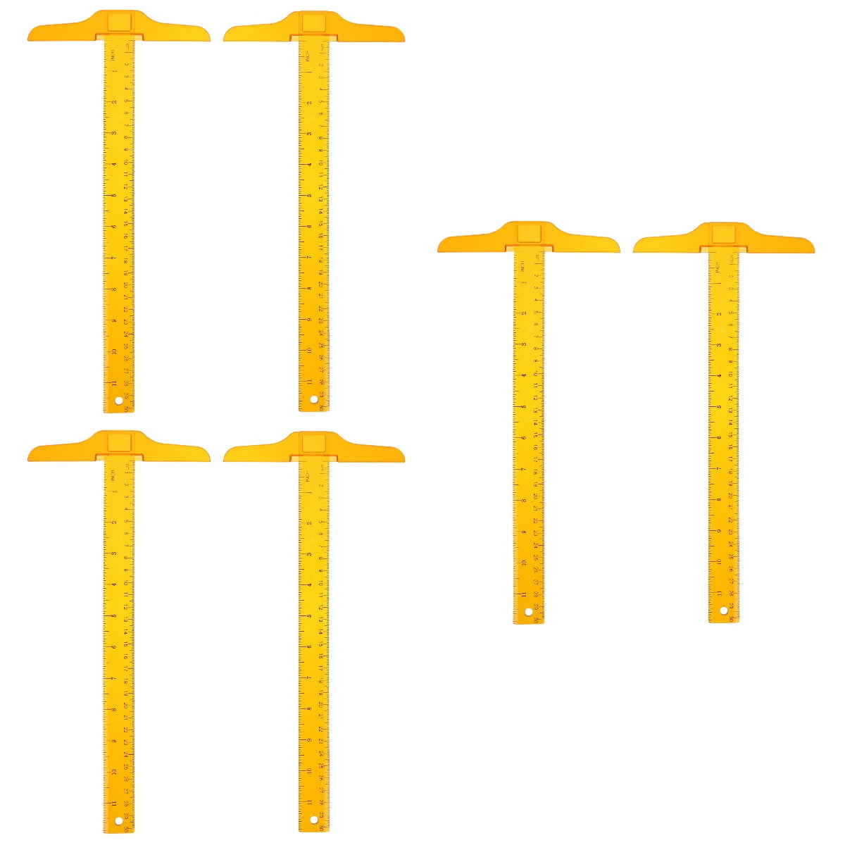6 pcs T Shape Rulers Double Scale Ruler Plastic Measuring Ruler ...