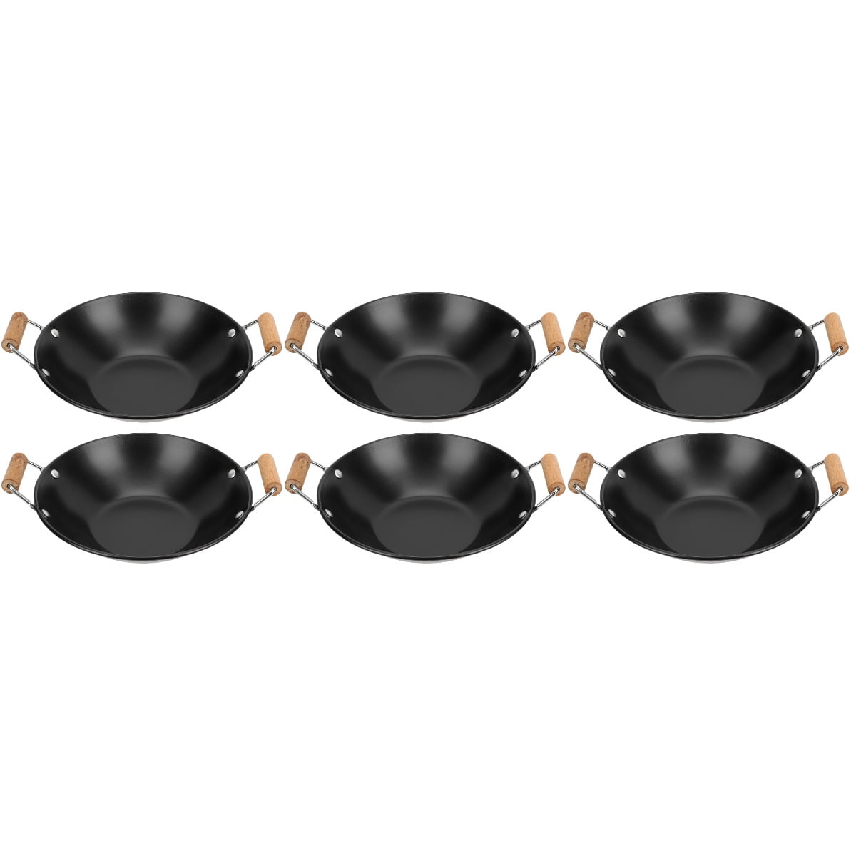 HOMEMAXS 6 pcs Takeaway Pot Wooden Handle Small Cooking Pot Metal Dry ...