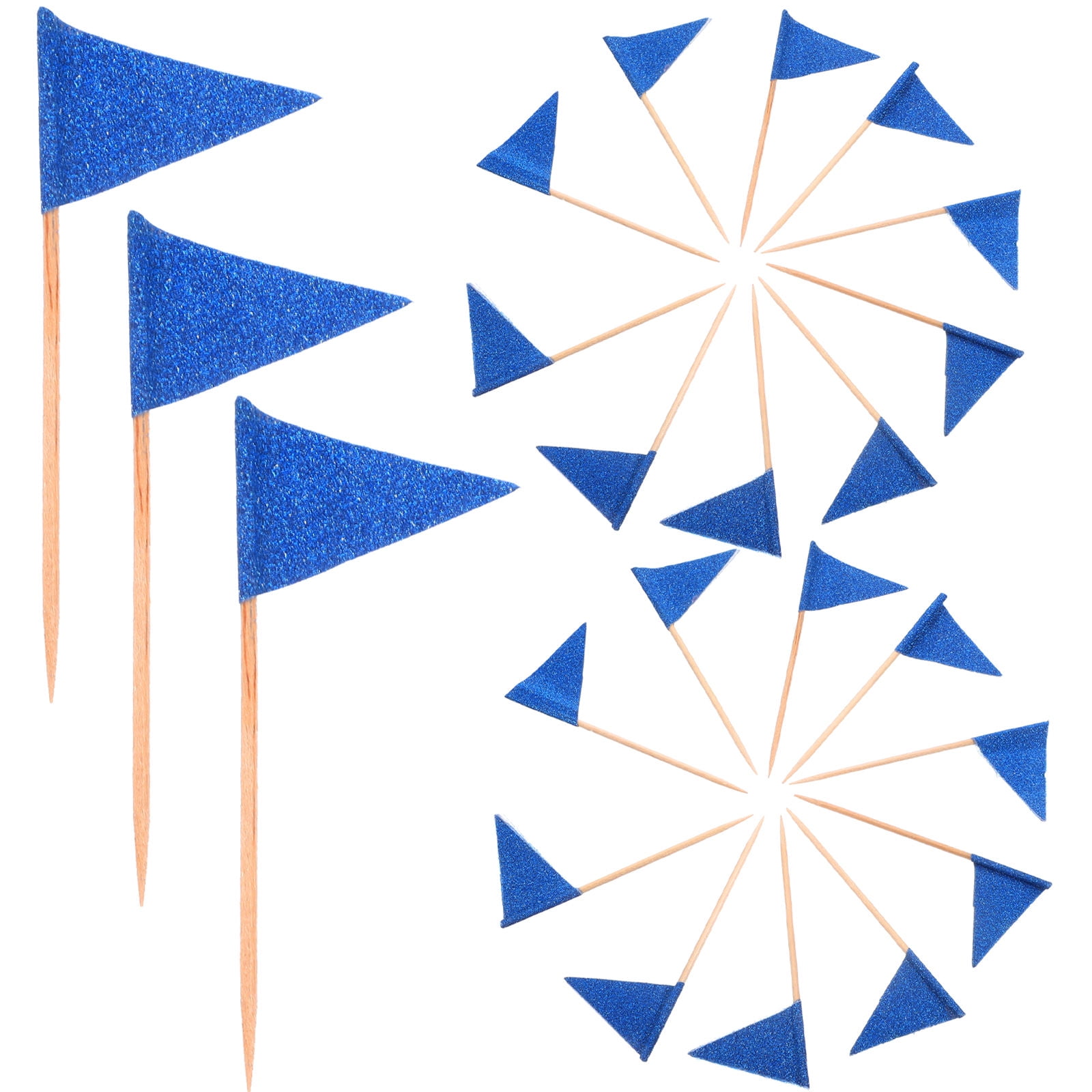 HOMEMAXS 60 Pcs Mini Flag Patriotic Cupcake Toppers Sign Blue Toothpick ...