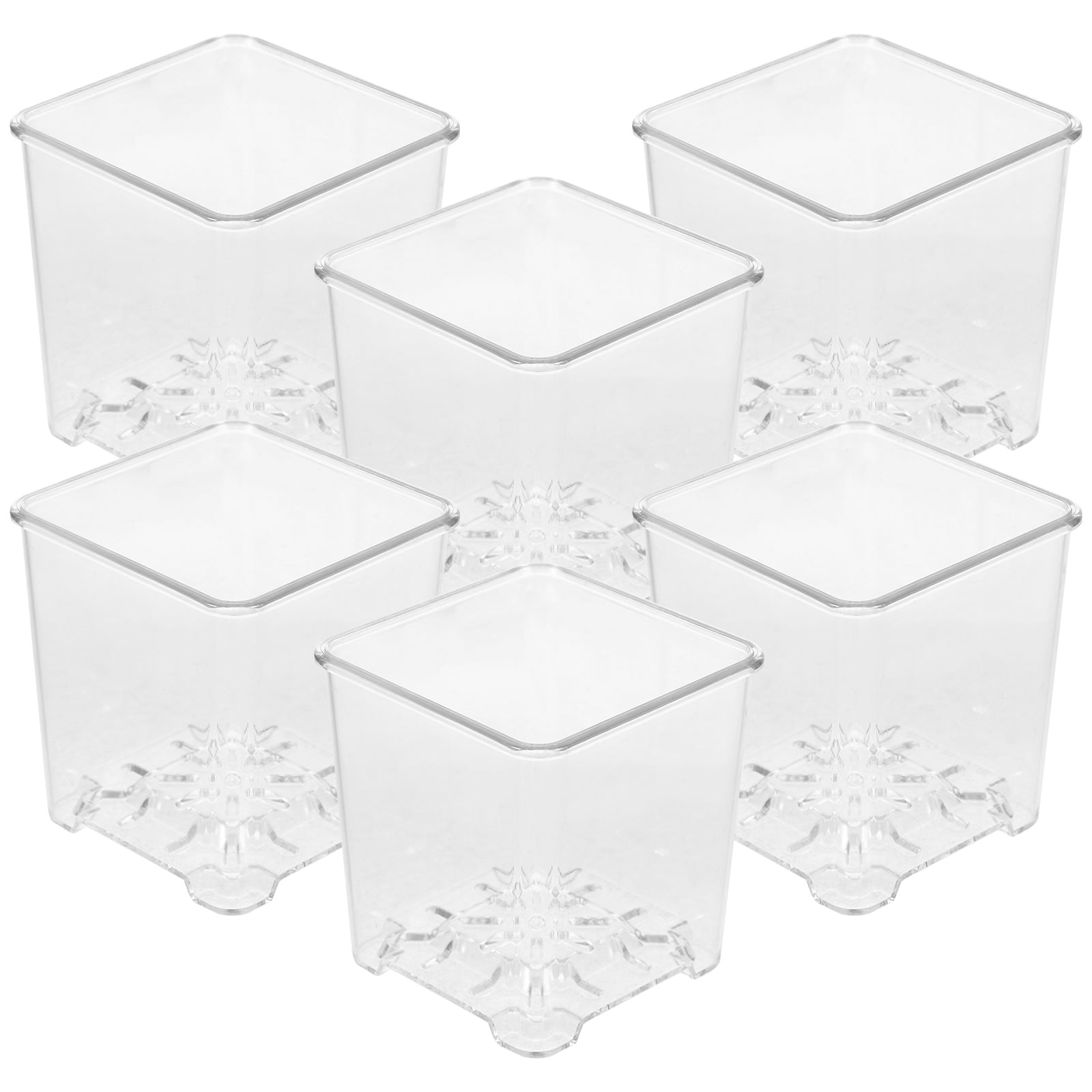 HOMEMAXS 6Pcs Transparent Acrylic Nursery Pots with Drainage for Plant ...