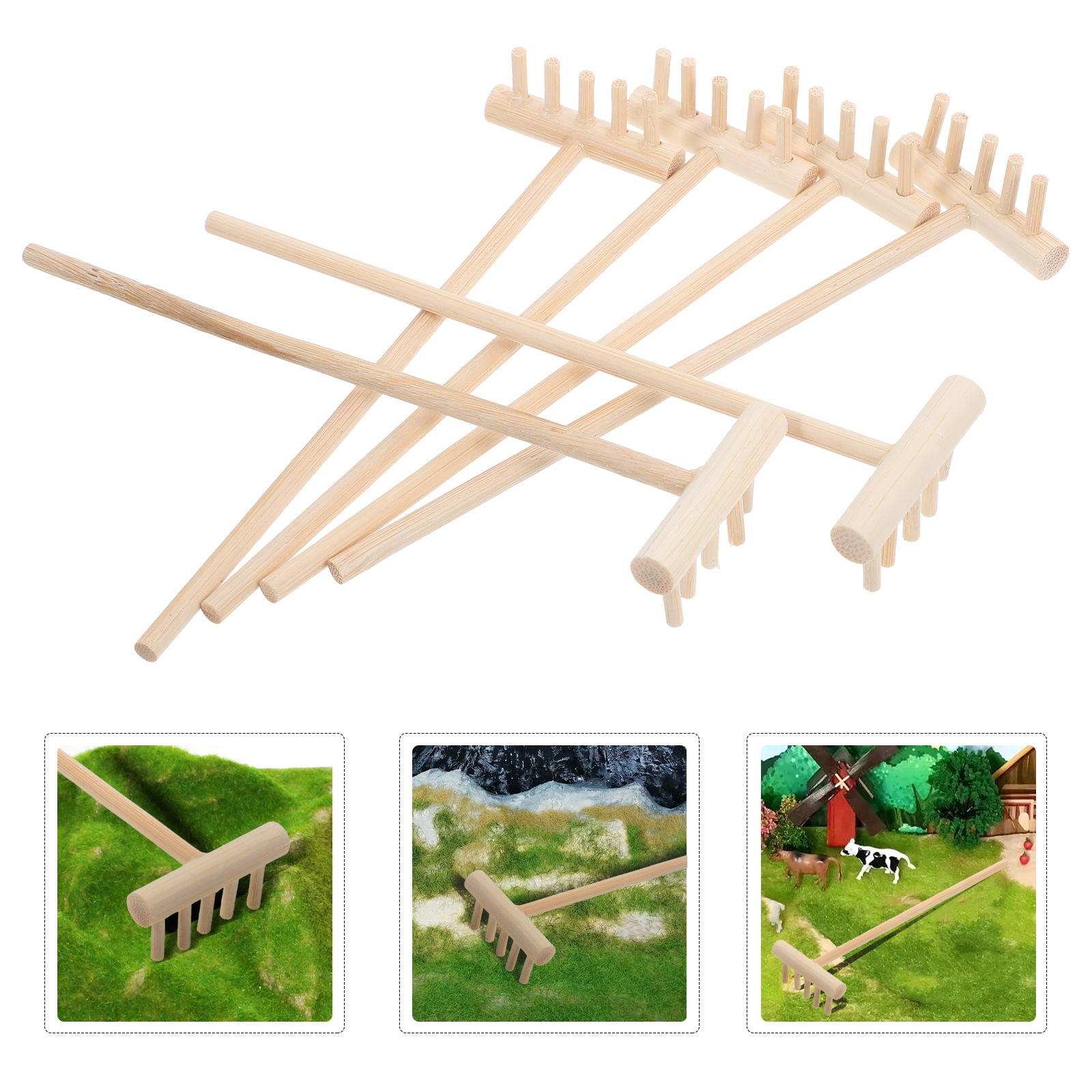 HOMEMAXS 6pcs Desk Garden Tools Rake Adornments Sandbox Mini Rakes Set ...