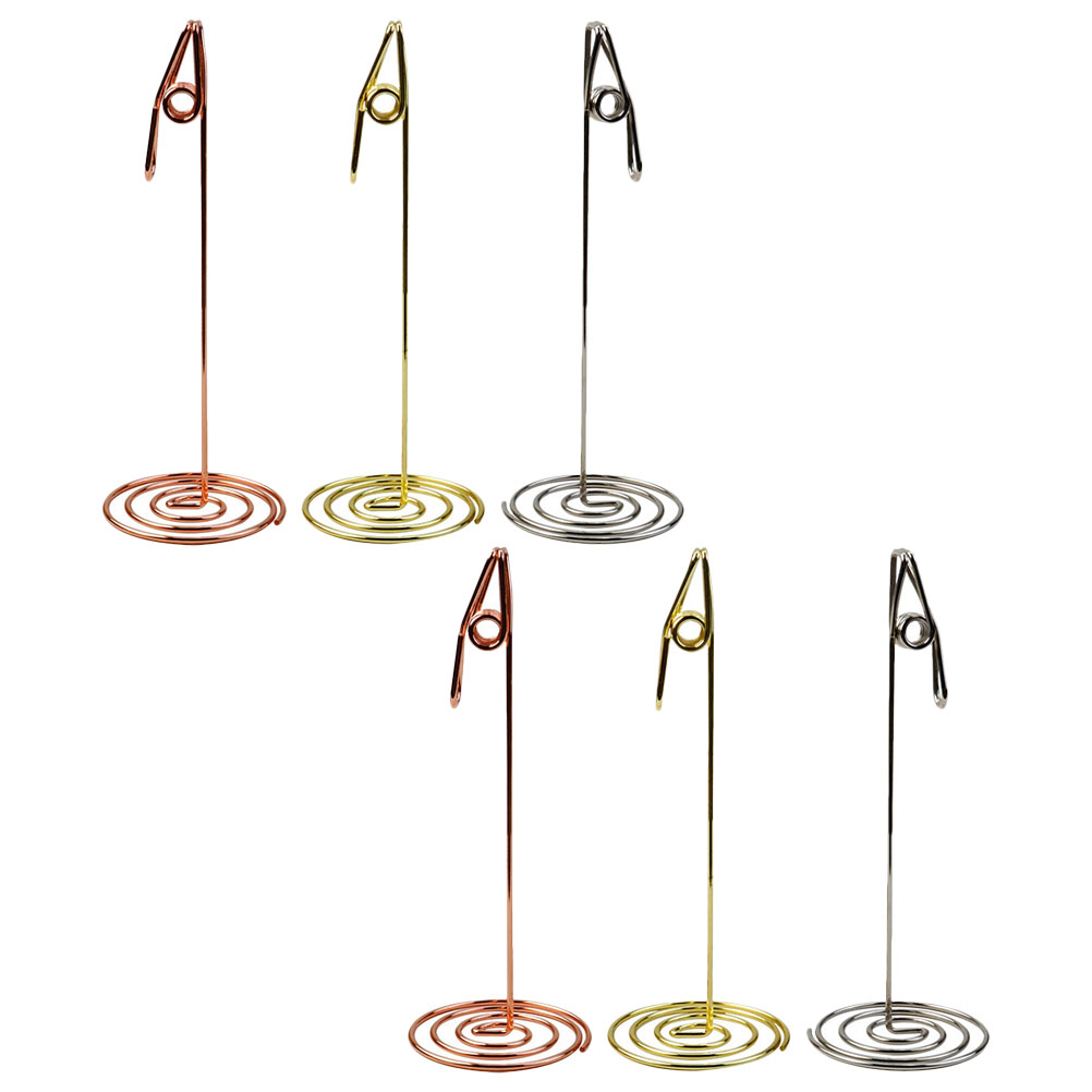 HOMEMAXS 6pcs Metal Card Holders Stainless Steel Photo Holders Table ...