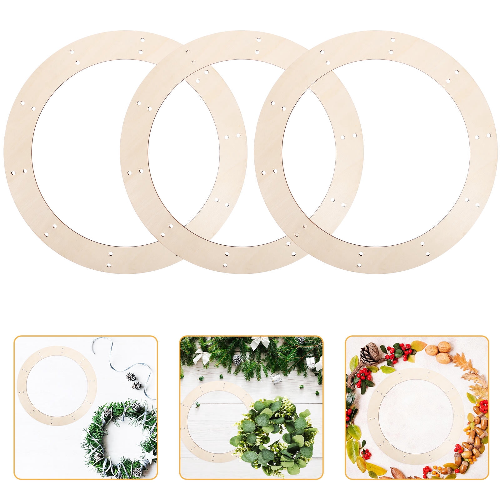 HOMEMAXS 6pcs Round Wreaths Frames DIY Circle Wooden Wreaths Frames ...