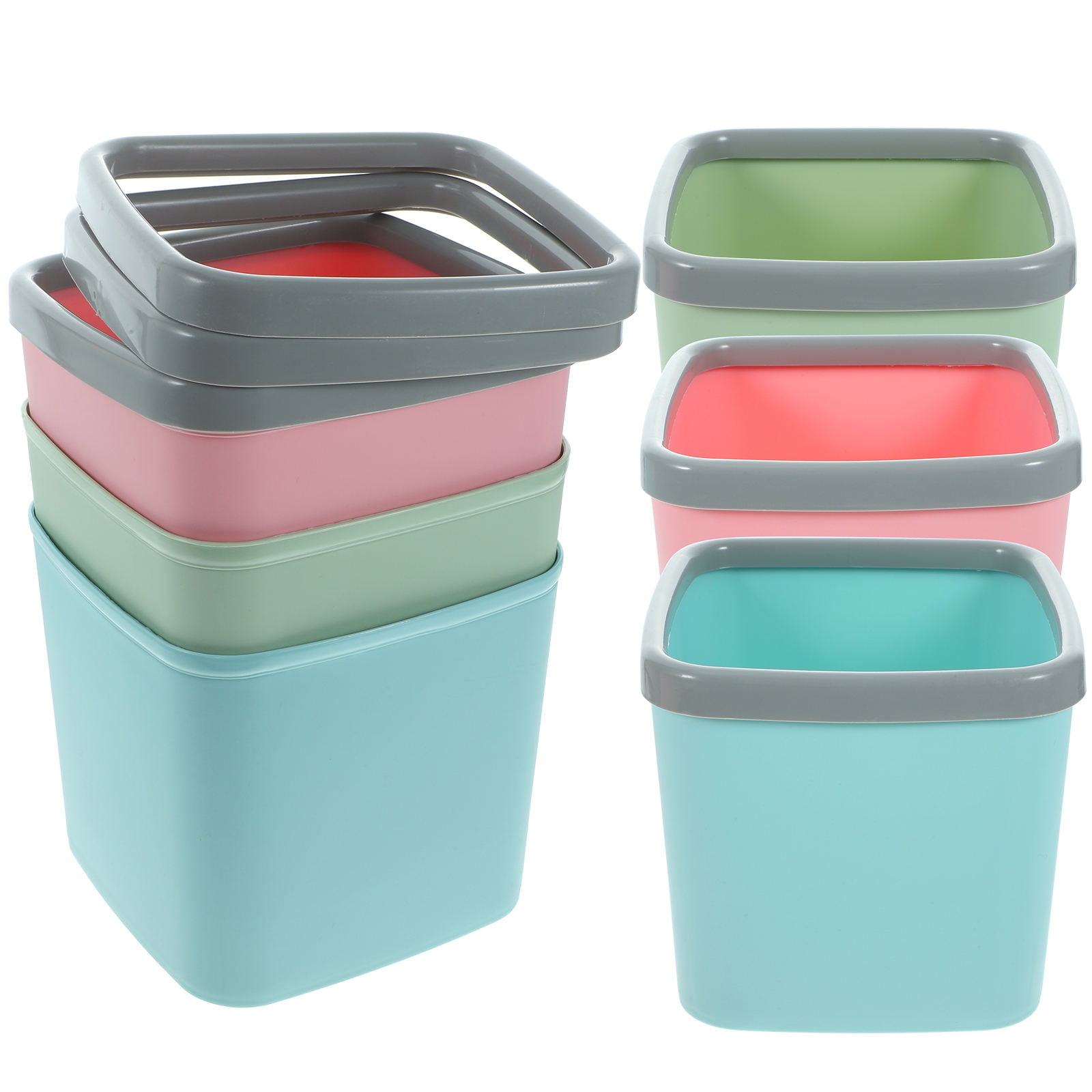 HOMEMAXS 6pcs Table Square Garbage Cans Trash Bins Table Trash Cans ...
