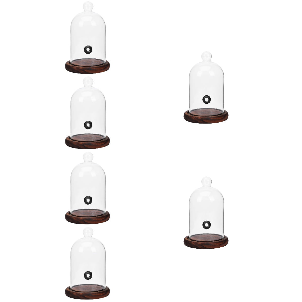 HOMEMAXS 6pcs cloche glass cake dome glass round cake cover with wooden ...