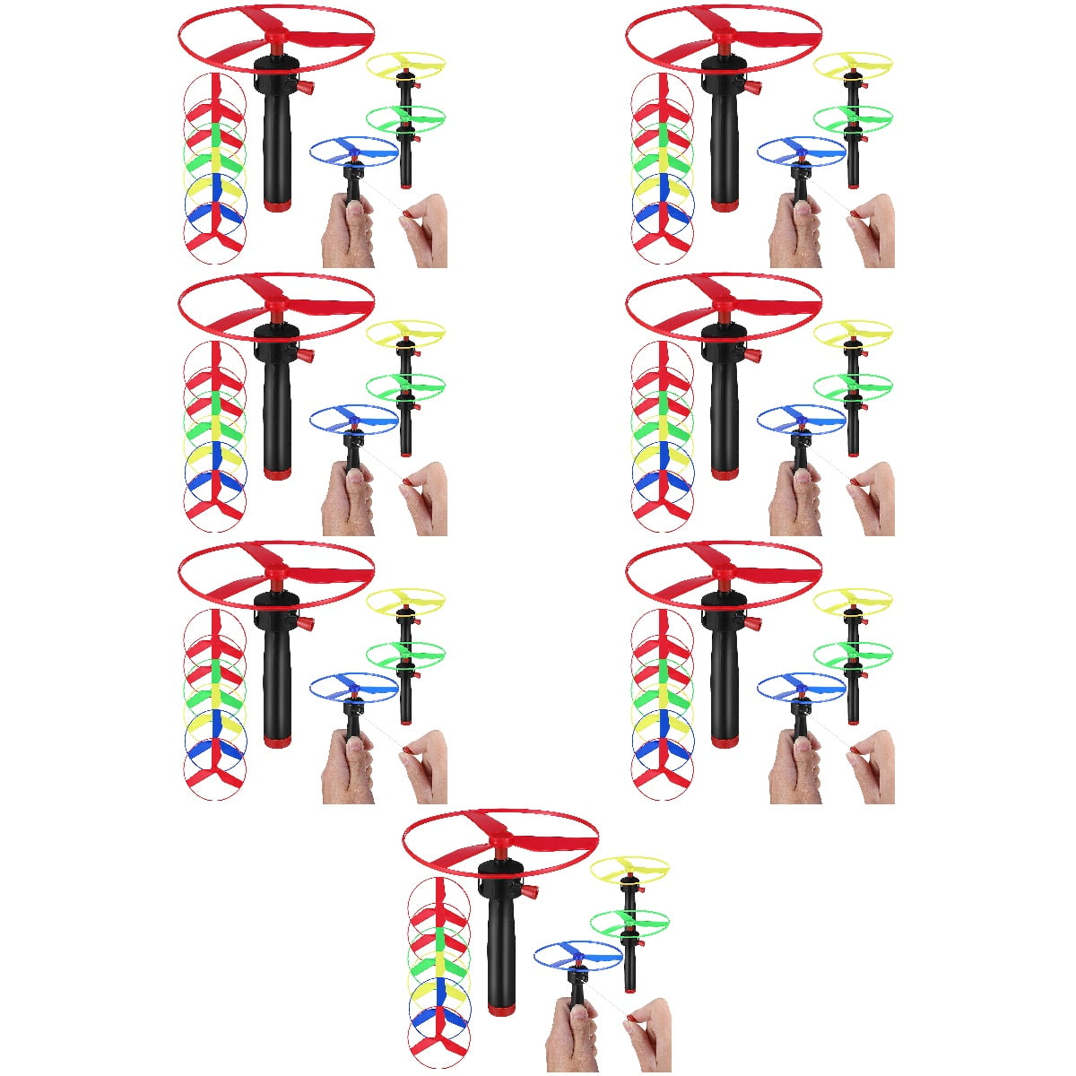 HOMEMAXS 7 Sets Propeller Toy Flying Disc Toys Pull String Flying Disc ...