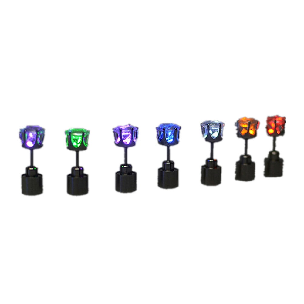 HOMEMAXS 7pcs Light Up LED Earrings Studs Glowing Flashing Stainless ...