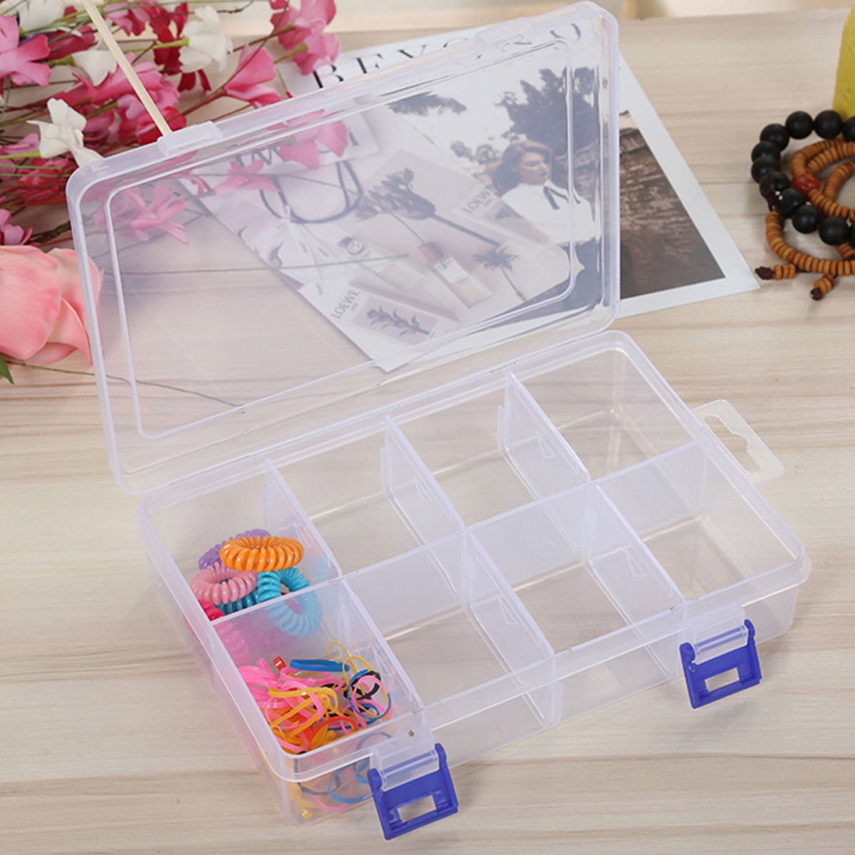 HOMEMAXS 8 Grids Plastic Storage Box Case Stackable Adjustable Boxes ...