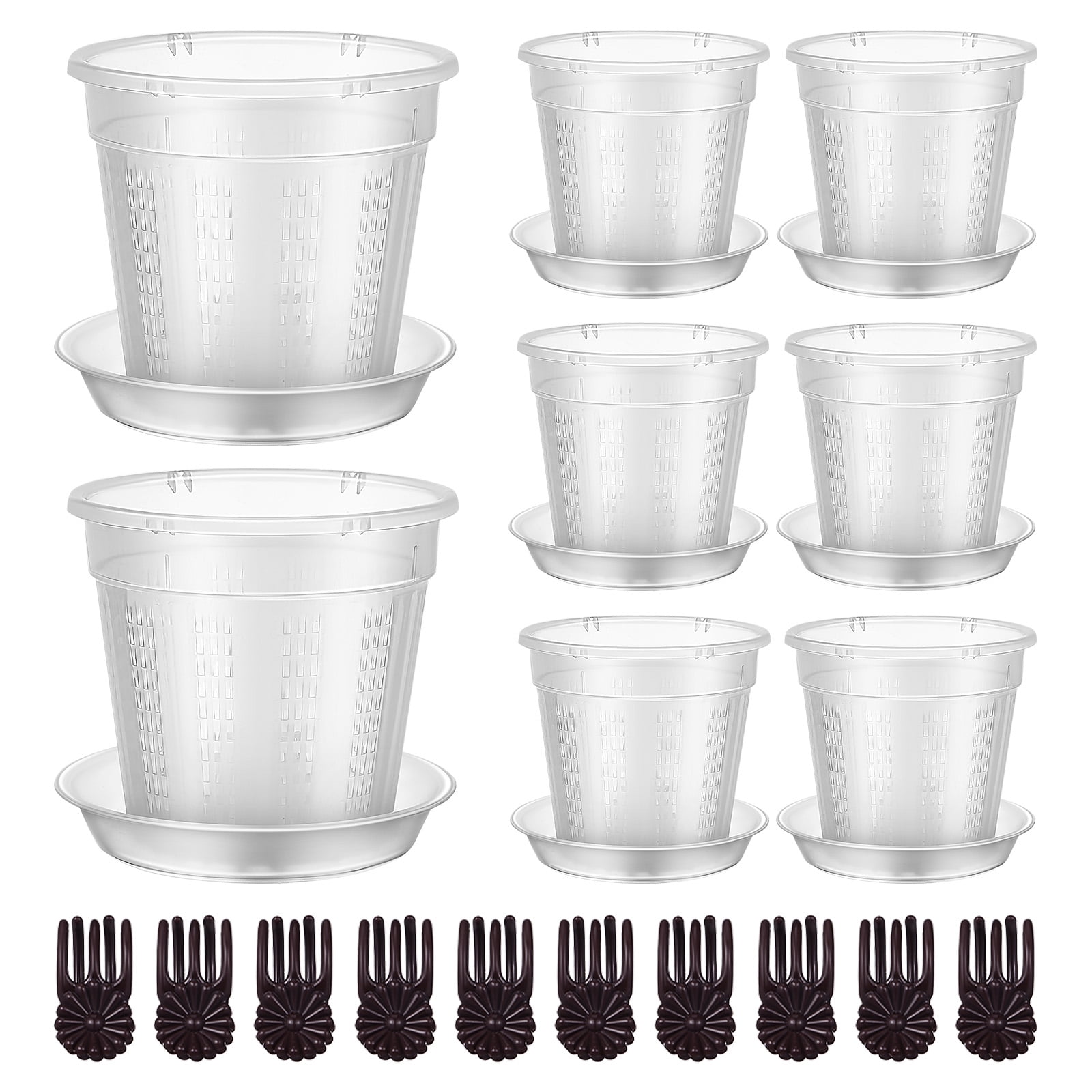 8 Pcs Clear Plant Pots with Drainage Holes Hollow Flower - Walmart.com