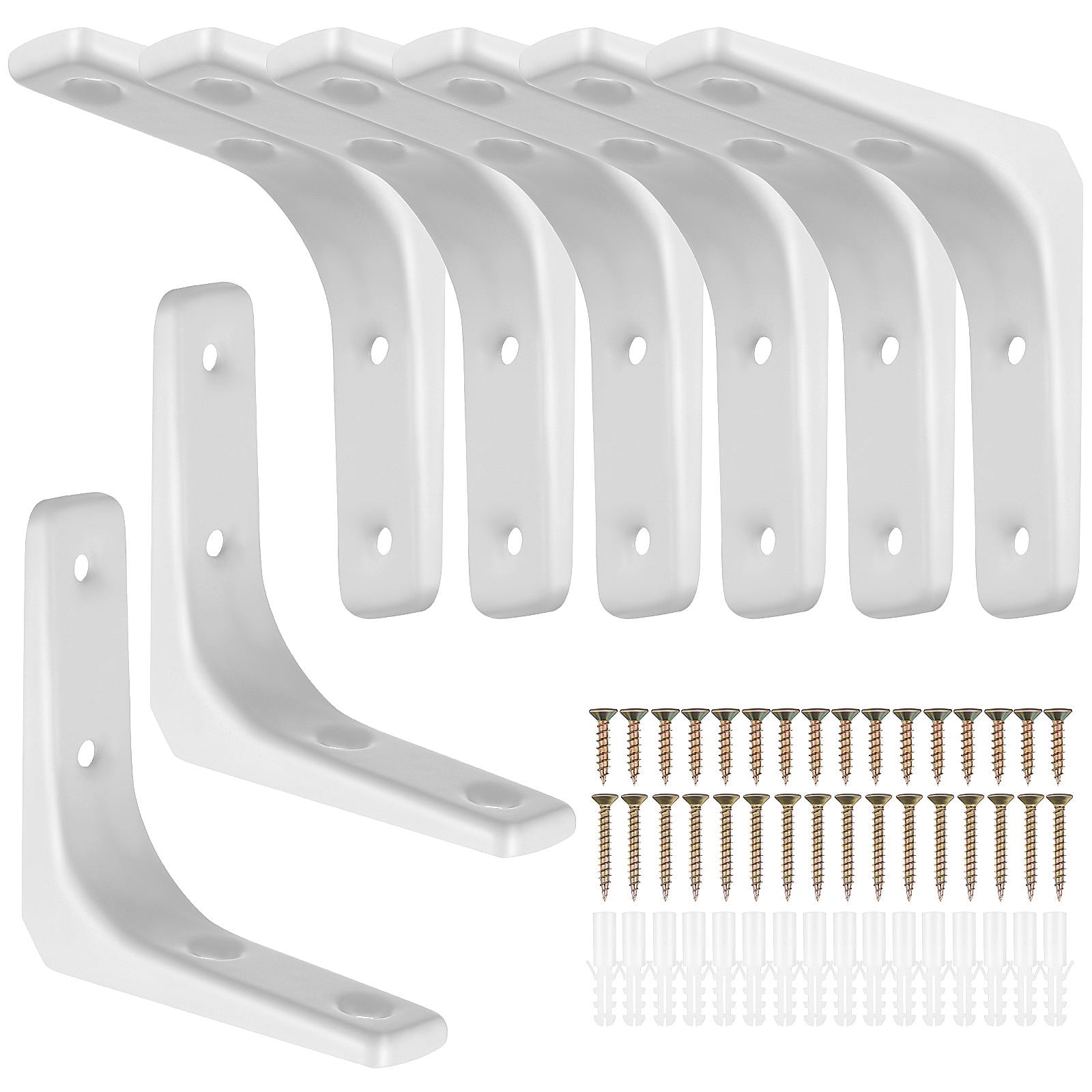8 Pcs Shelf Fixing Bracket Corner Braces Wall Rustic Brackets White ...
