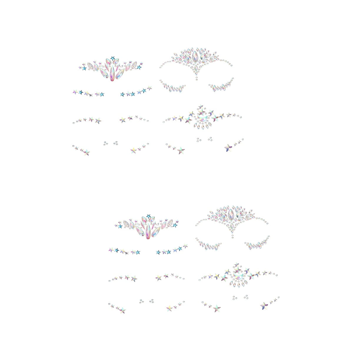 8 Sheets Face Jewels Stick on Eye Eyebrow Gems Stickers Facial ...