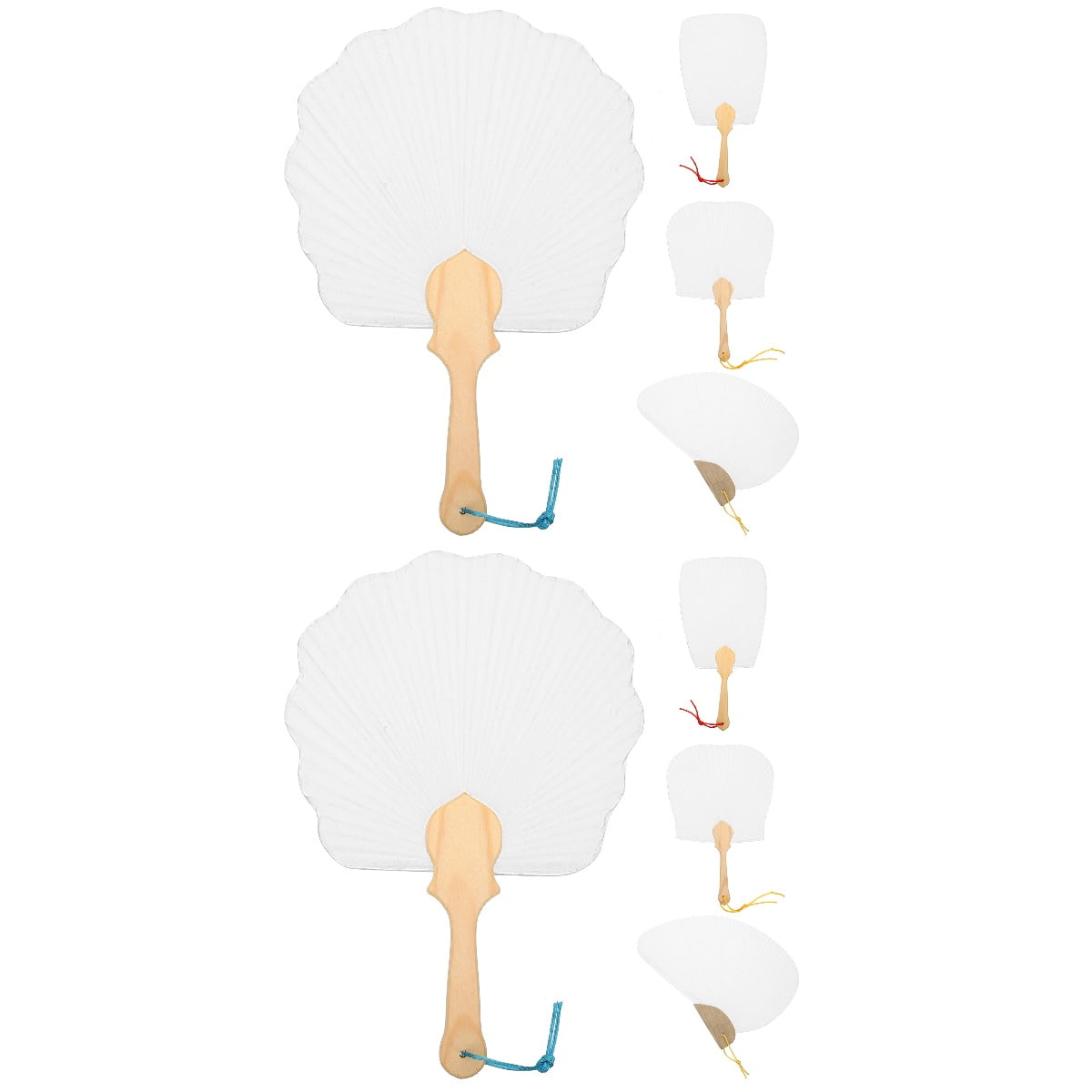 HOMEMAXS 8 pcs DIY Assorted Shape Paper Fans Blank Decorative Fans ...