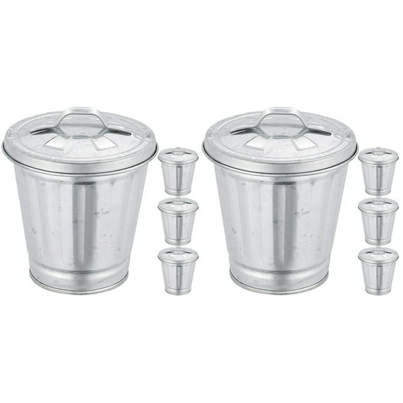 HOMEMAXS 8 pcs Desktop Trash Can Metal Table Waste Bin Functional Mini ...