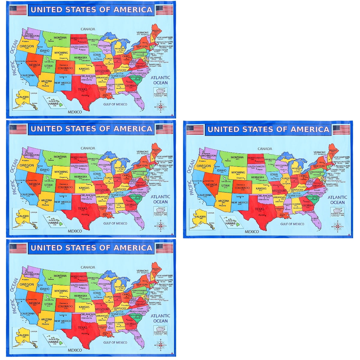 HOMEMAXS 8 pcs Interesting Usa Map Poster Wear-resistant America Map ...