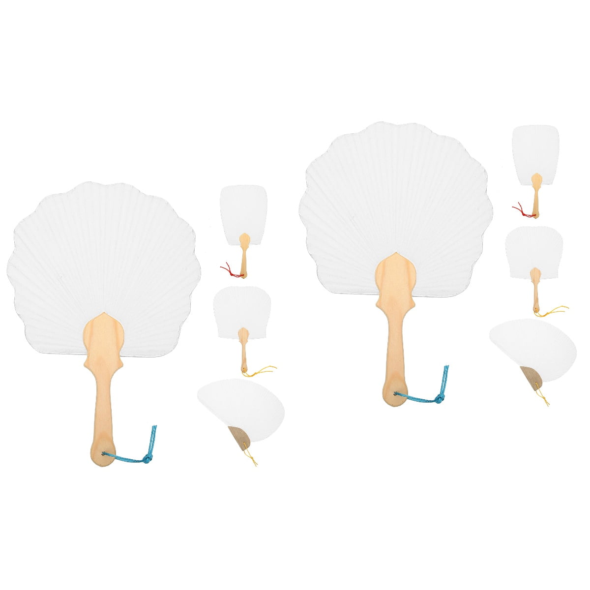 HOMEMAXS 8 pcs White Paper Hand Fan Japanese Paper Fan Assorted Shape ...