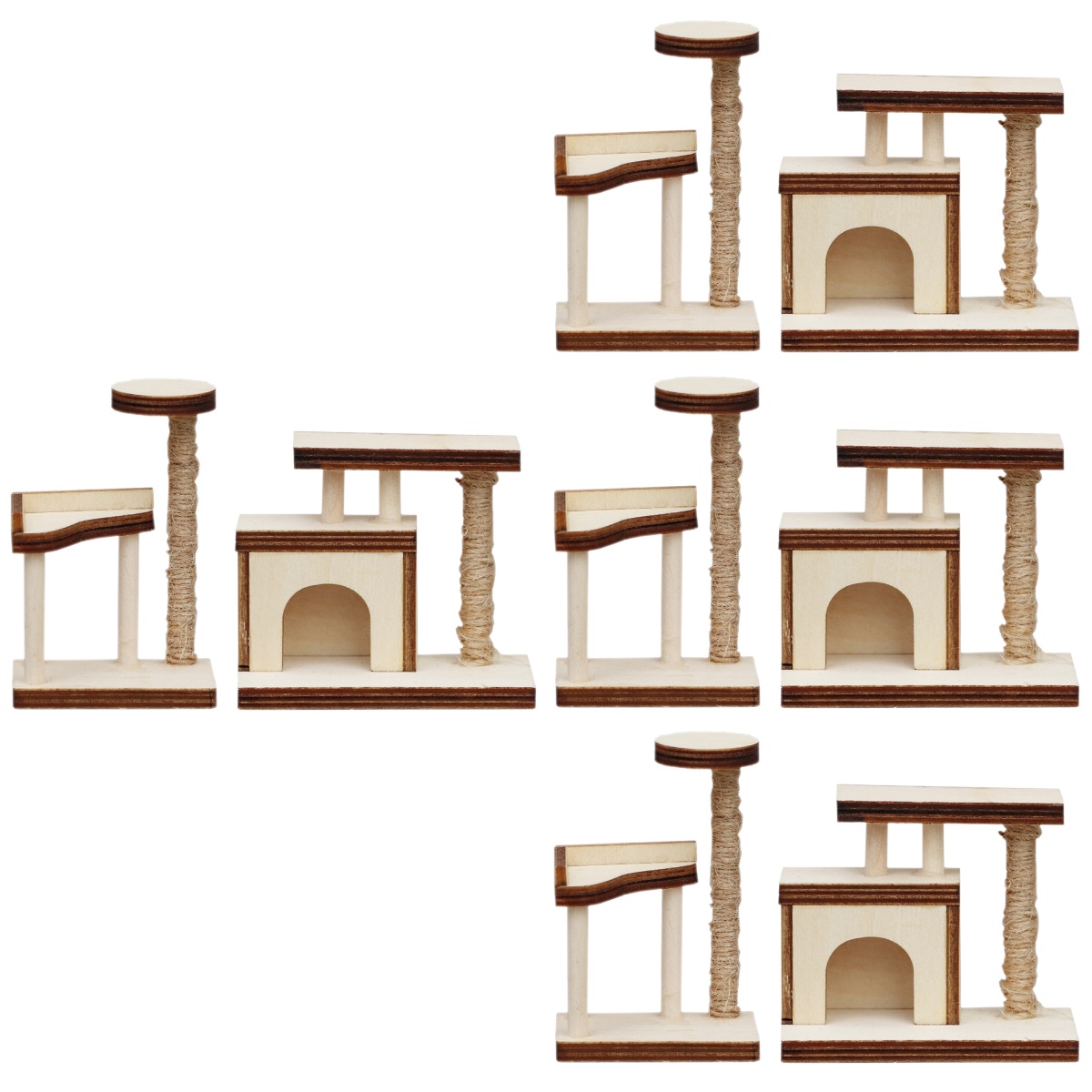 HOMEMAXS 8 pcs Miniature Wood Cat Climber Model Doll House Decorative ...