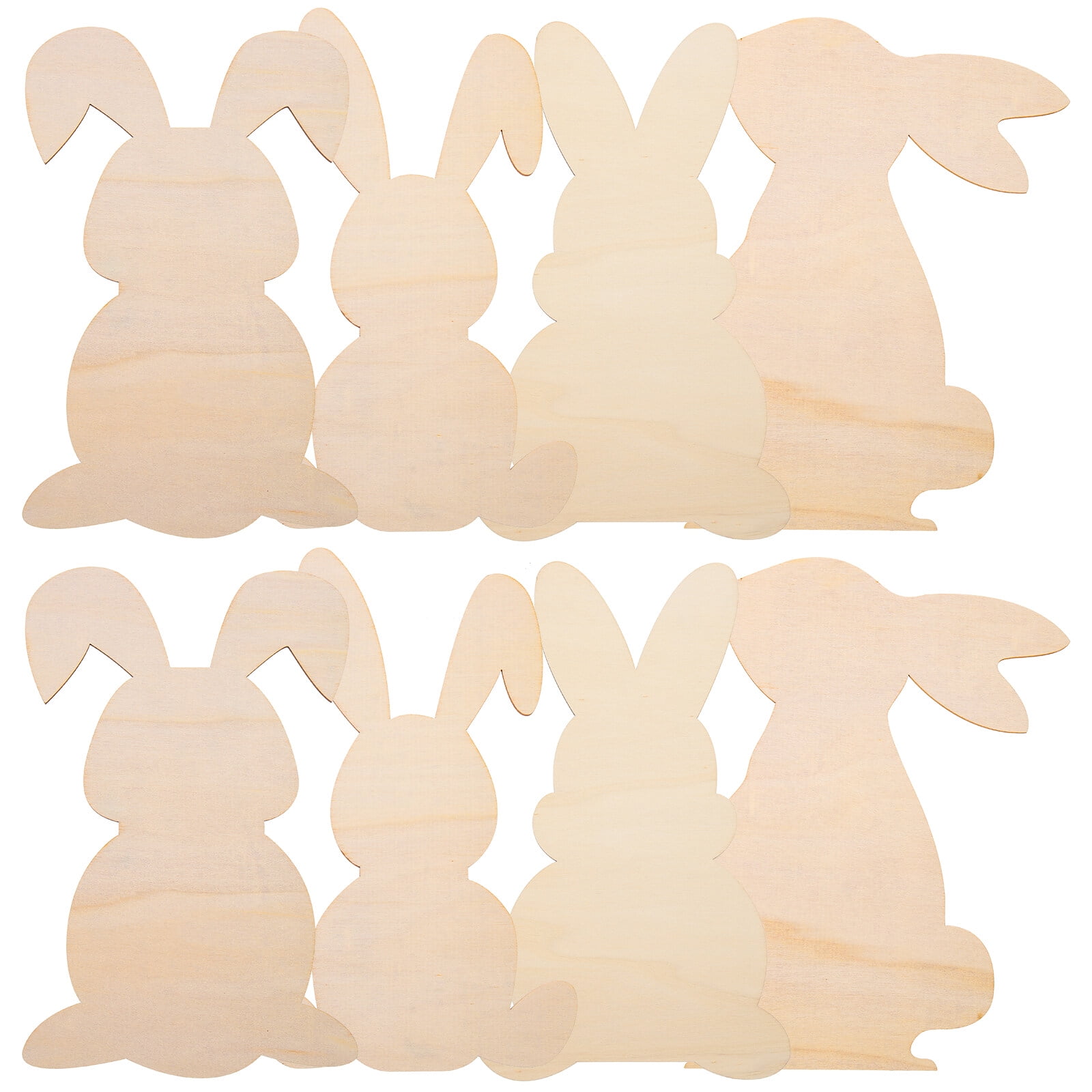 8pcs Easter Bunny Wooden Cutouts Wooden Rabbit Chips Easter Hanging ...