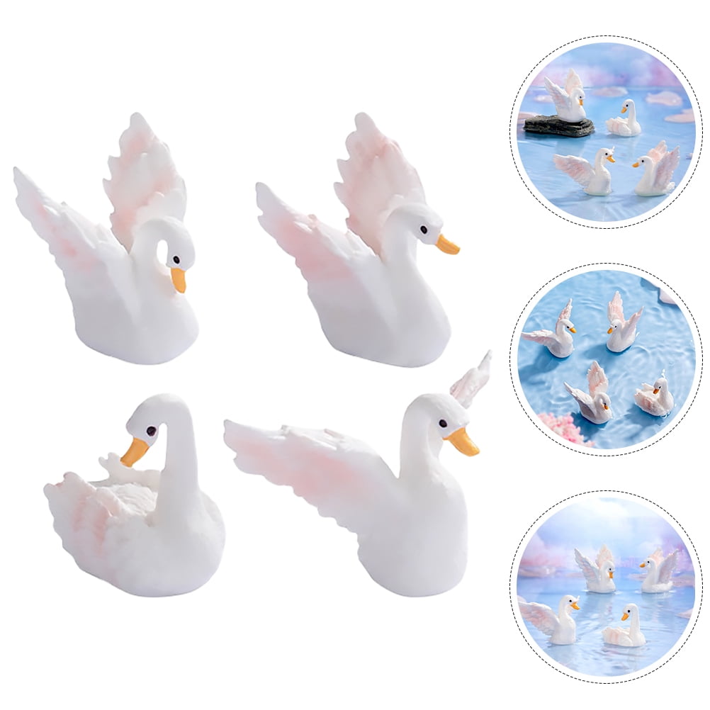 HOMEMAXS 8pcs Miniature Swan Figurines Resin Goose Swan Miniature ...
