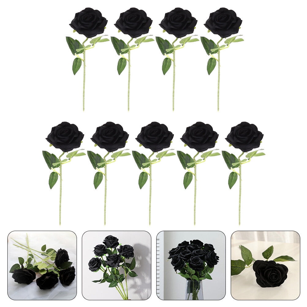 Black Artificial Rose Bouquet for Home Decor Made from Premium Plastic ...