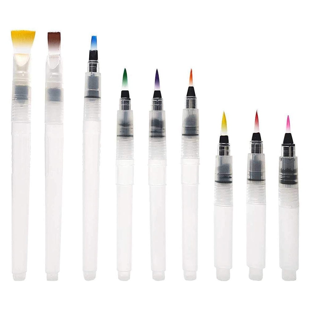 HOMEMAXS 9 Pcs Refillable Paint Pens Micro Brush Pen 19x1.5x1.5cm White ...