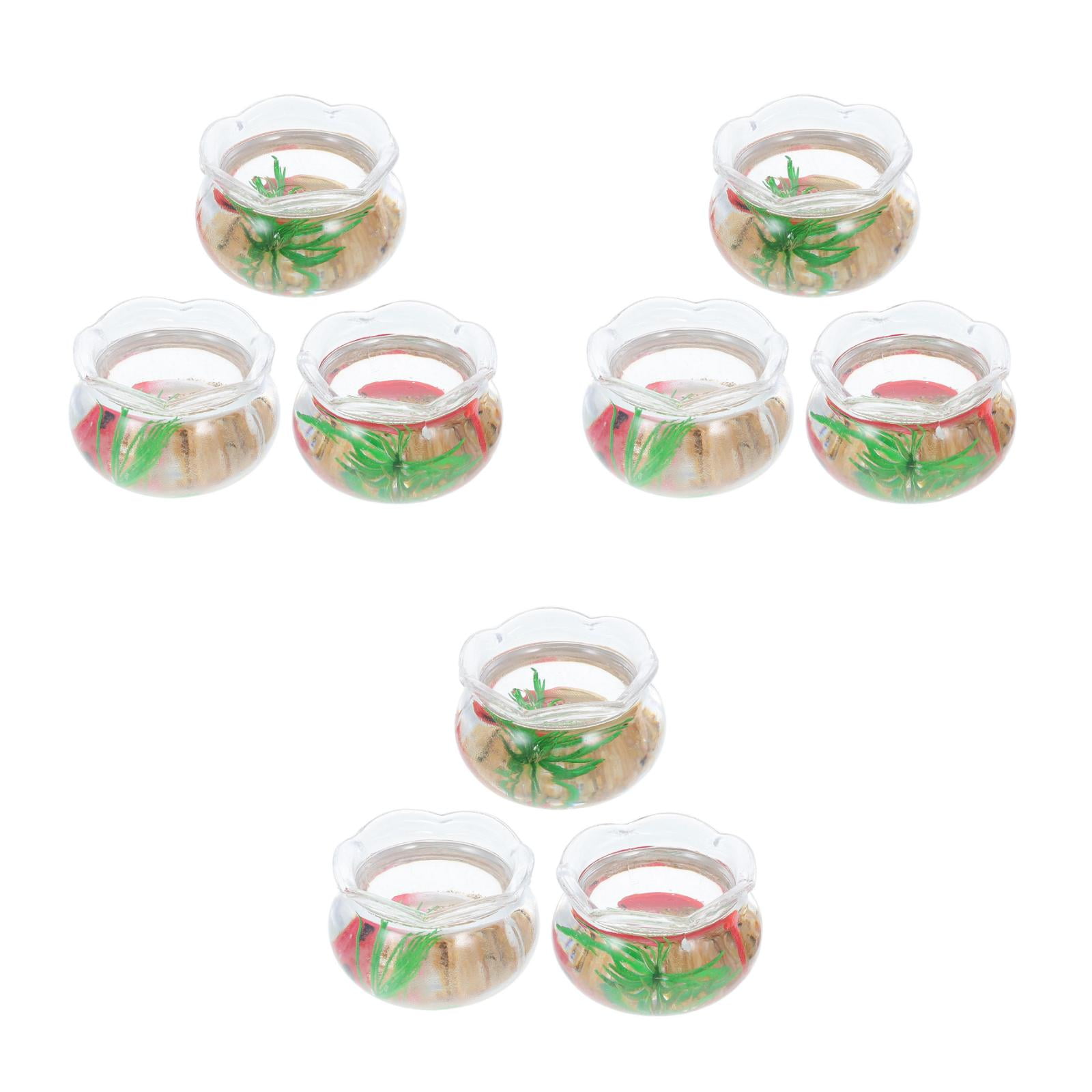 HOMEMAXS 9 pcs Miniature Fish Bowl With Realistic Koi Fish Transparent ...
