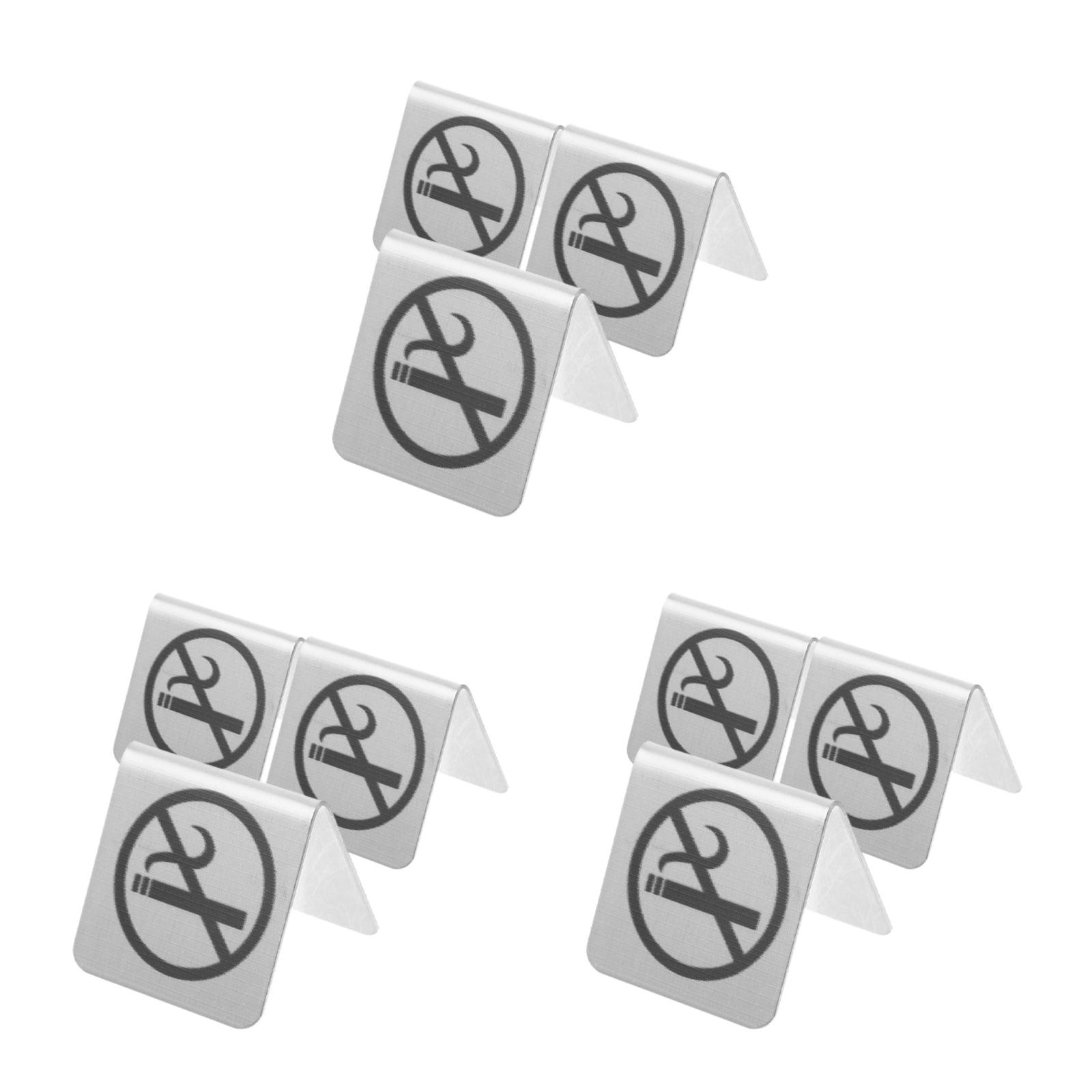 HOMEMAXS 9 pcs Stainless Steel No Smoking Signs Table Sign Double-Sided ...