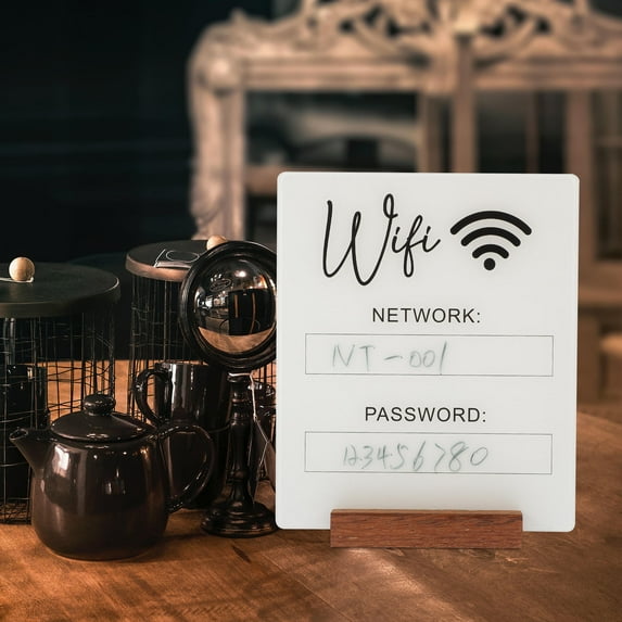 HOMEMAXS Acrylic Wifi Password Sign for Guest Room Easy Connect White ...