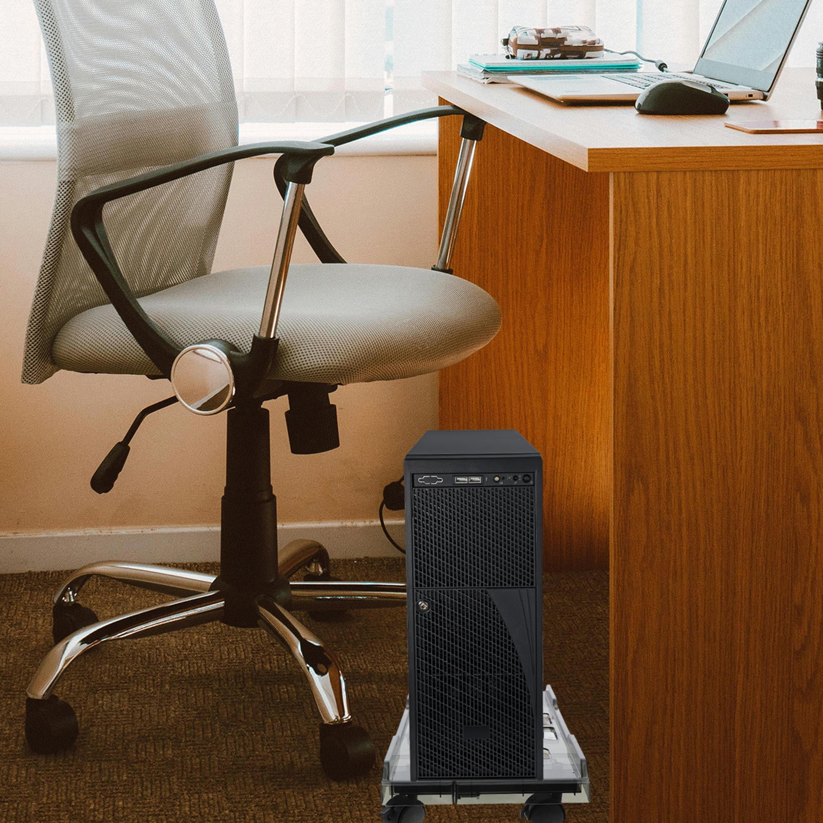 HOMEMAXS Adjustable Computer Tower Stand Mobile CPU Stand with 4 ...