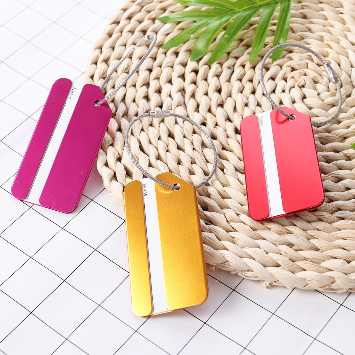 Aluminum Luggage Tag with String and Screw Connector for Easy ...