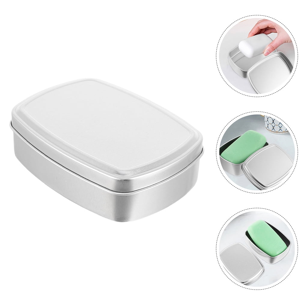 HOMEMAXS Aluminum Soap Box with Lid for Storage Use Small Size Silver ...