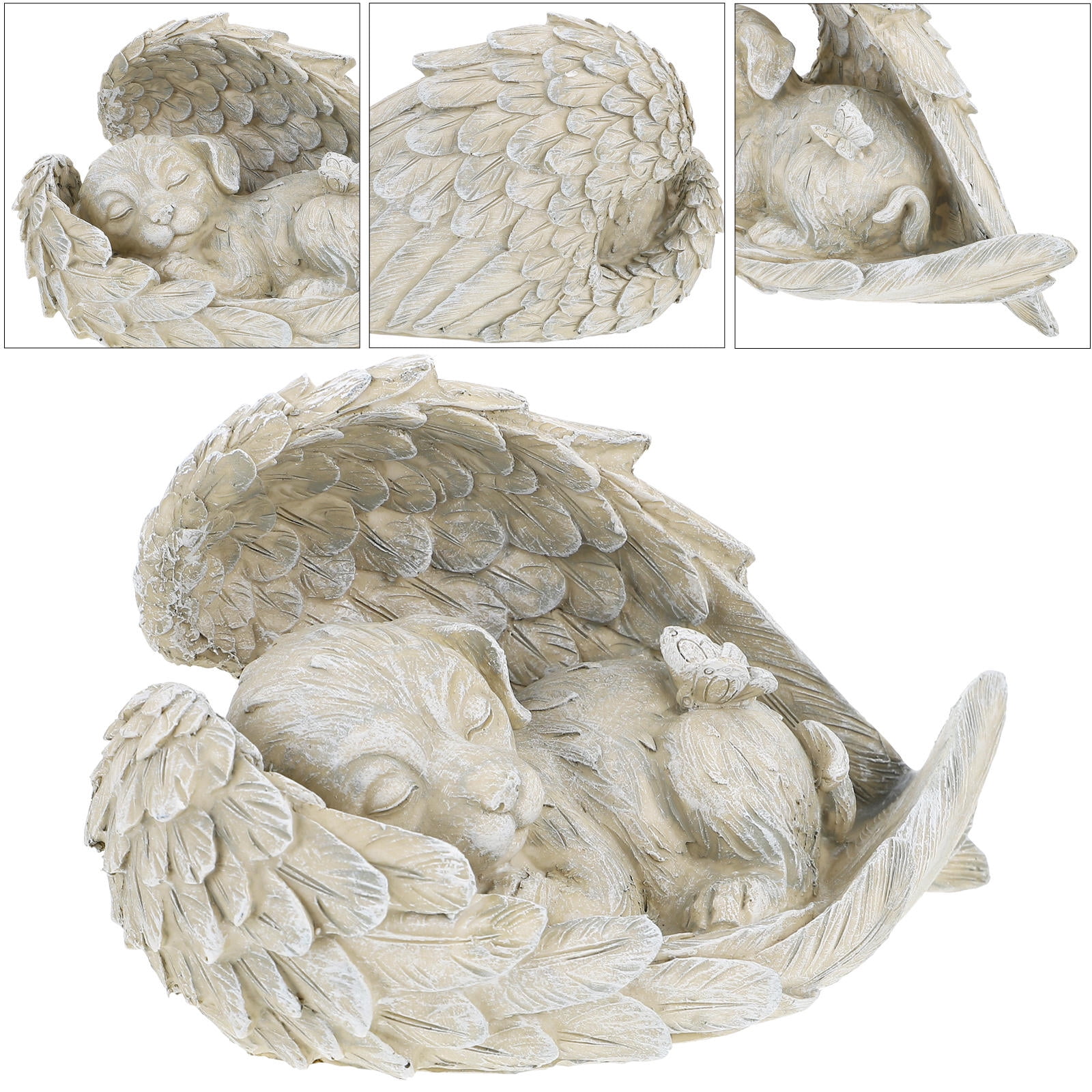 HOMEMAXS Angel Dog Statue for Decoration Resin Material Light Grey ...