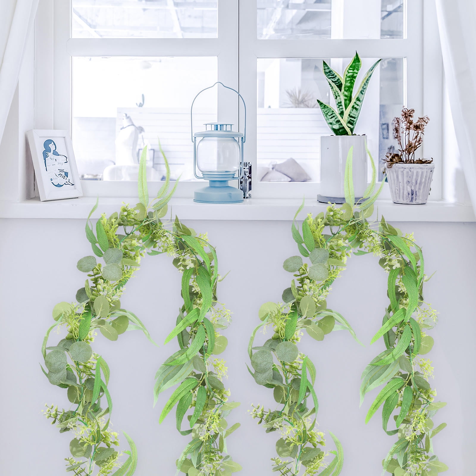 HOMEMAXS Artificial Eucalyptus Garland Fake Vine Faux Plant Plants for ...