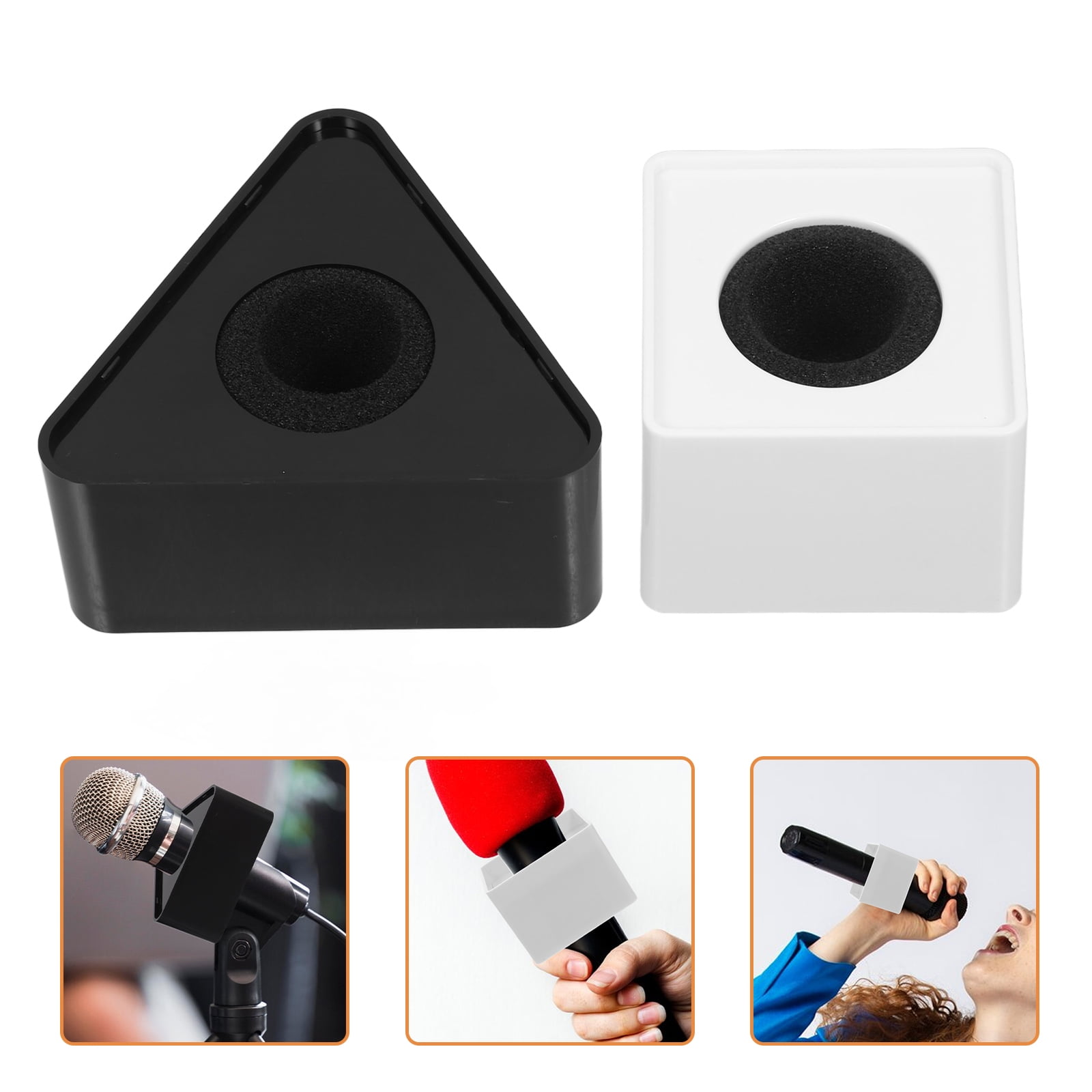 HOMEMAXS Assorted Color ABS Microphone Logo Flag Station for Interviews ...