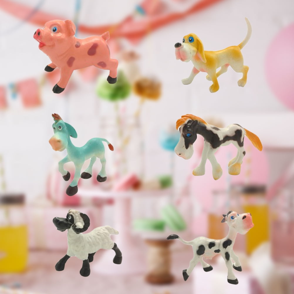 VERDANVERSE 6Set Small Farm Animals Figures Plastic Assorted Color for ...
