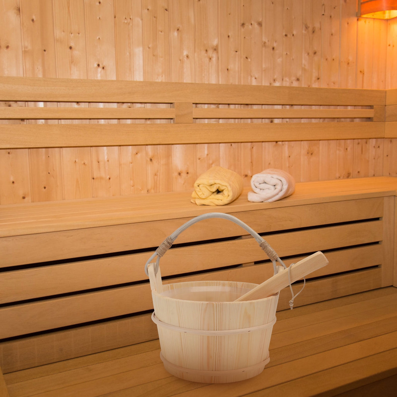 HOMEMAXS Assorted Color Wooden Sauna Bucket and Ladle Set for Bathing ...