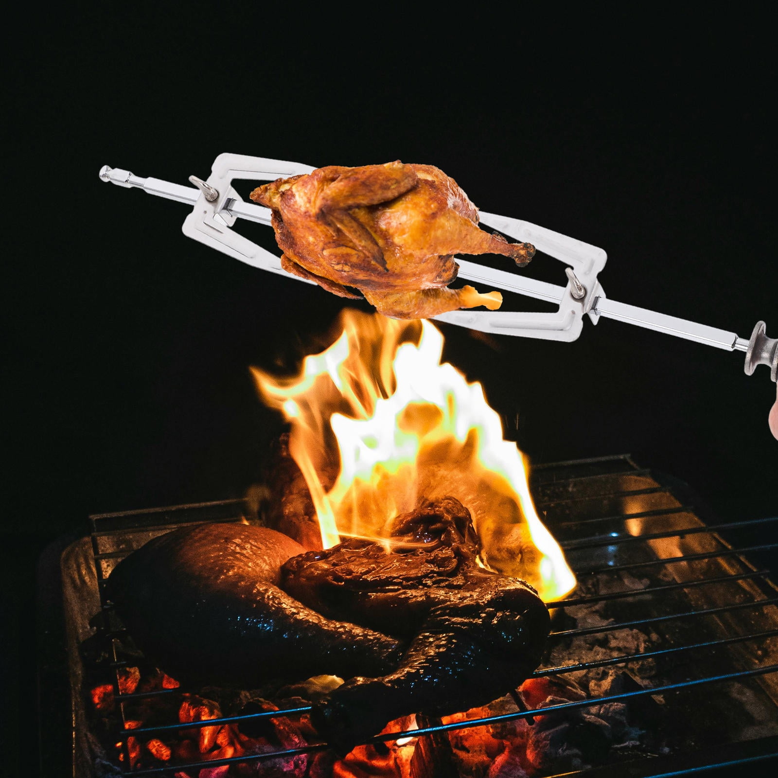 Rotisserie Grill Forks with DualAxis Design and Heat Resistant Handle ...